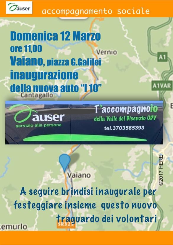 Una nuova vettura per il progetto Auser T'accompagnoIO - Comune di Vaiano
